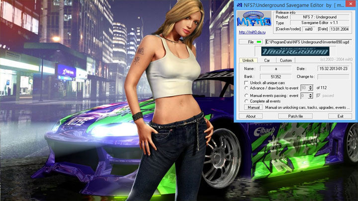 Need for Speed: Underground 16 Savegame Editor v.1.1 - download - GRYOnline.pl